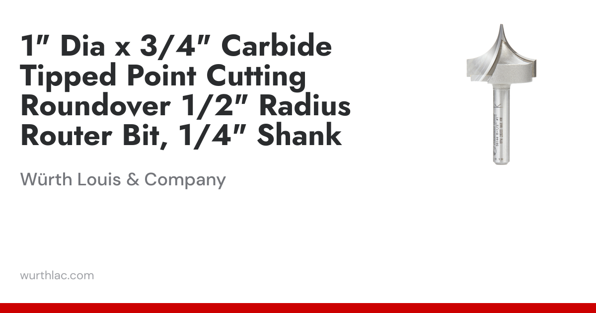 1" Dia x 3/4" Carbide Tipped Point Cutting Roundover 1/2" Radius Router ...