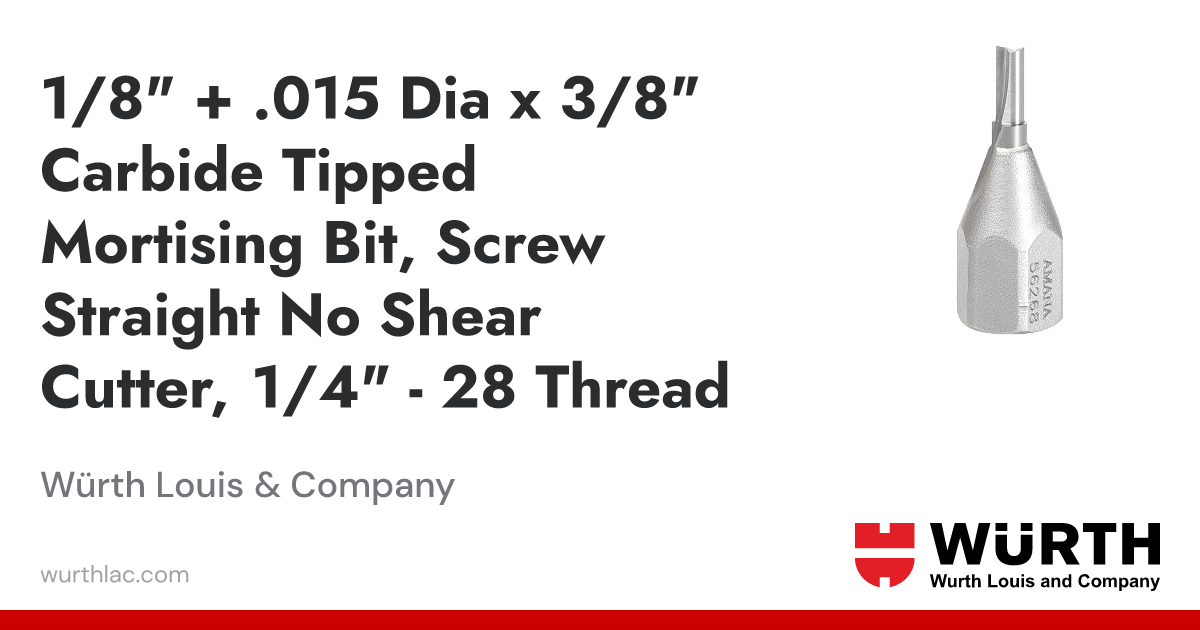 1/8" + .015 Dia x 3/8" Carbide Tipped Mortising Bit, Screw Straight No ...
