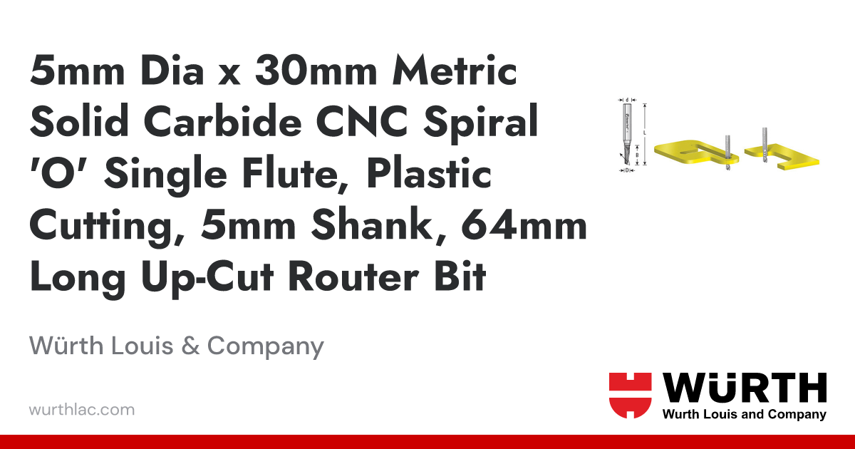 5mm Dia x 30mm Metric Solid Carbide CNC Spiral 'O' Single Flute ...