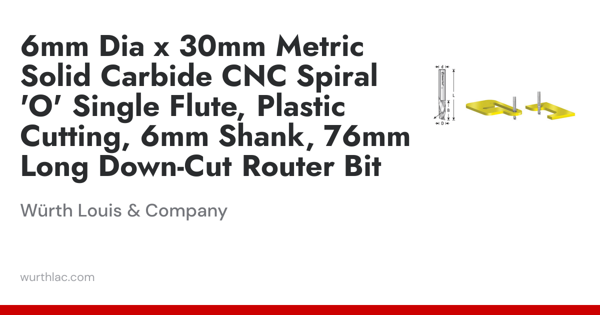 6mm Dia x 30mm Metric Solid Carbide CNC Spiral 'O' Single Flute ...