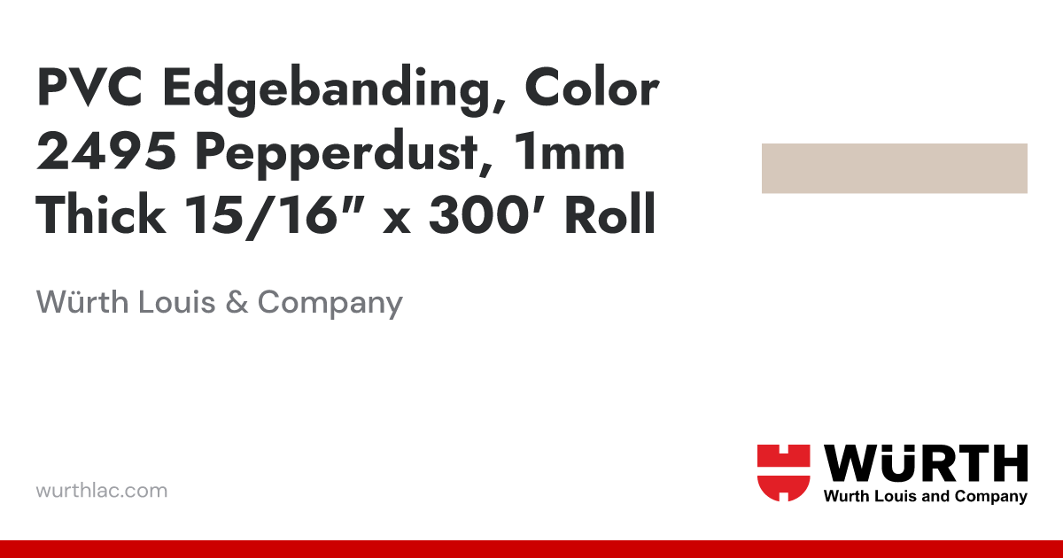 PVC Edgebanding, Color 2495 Pepperdust, 1mm Thick 15/16" x 300' Roll ...