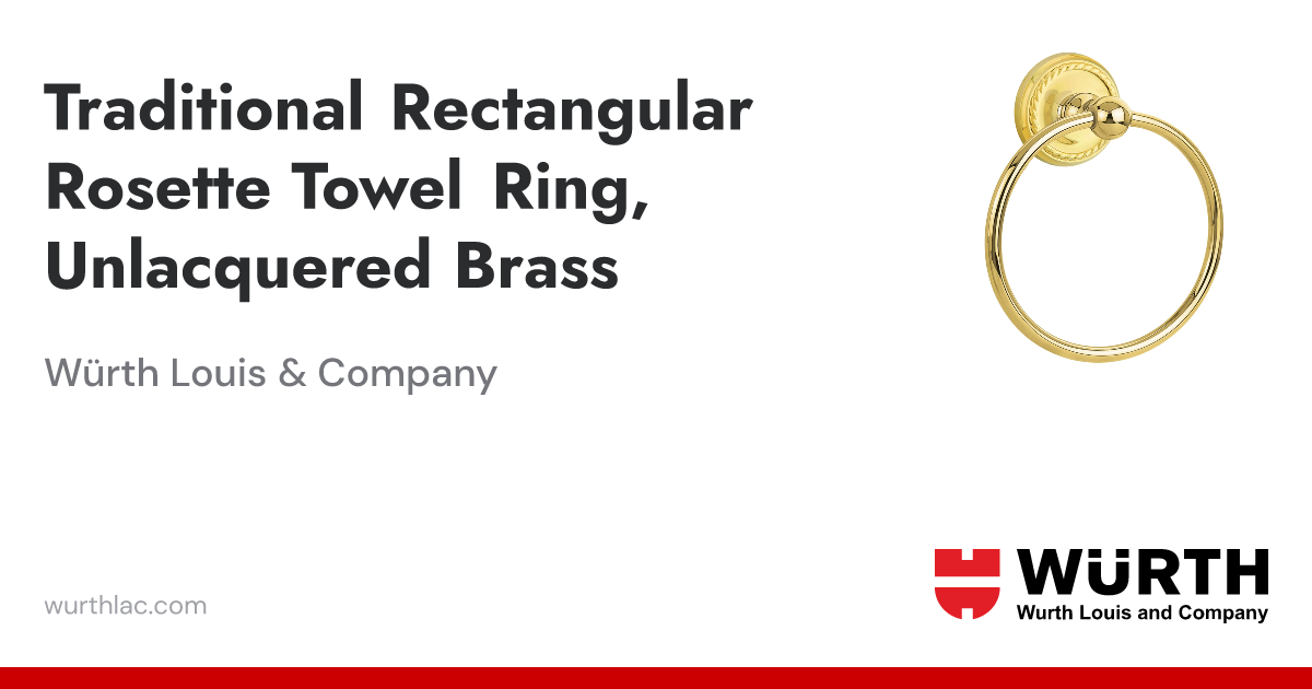 Traditional Rectangular Rosette Towel Ring, Unlacquered Brass | Würth ...