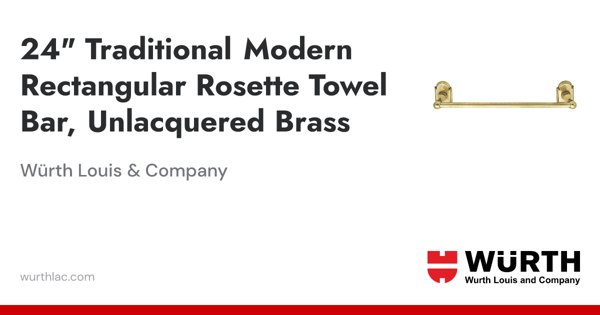 24" Traditional Modern Rectangular Rosette Towel Bar, Unlacquered Brass ...