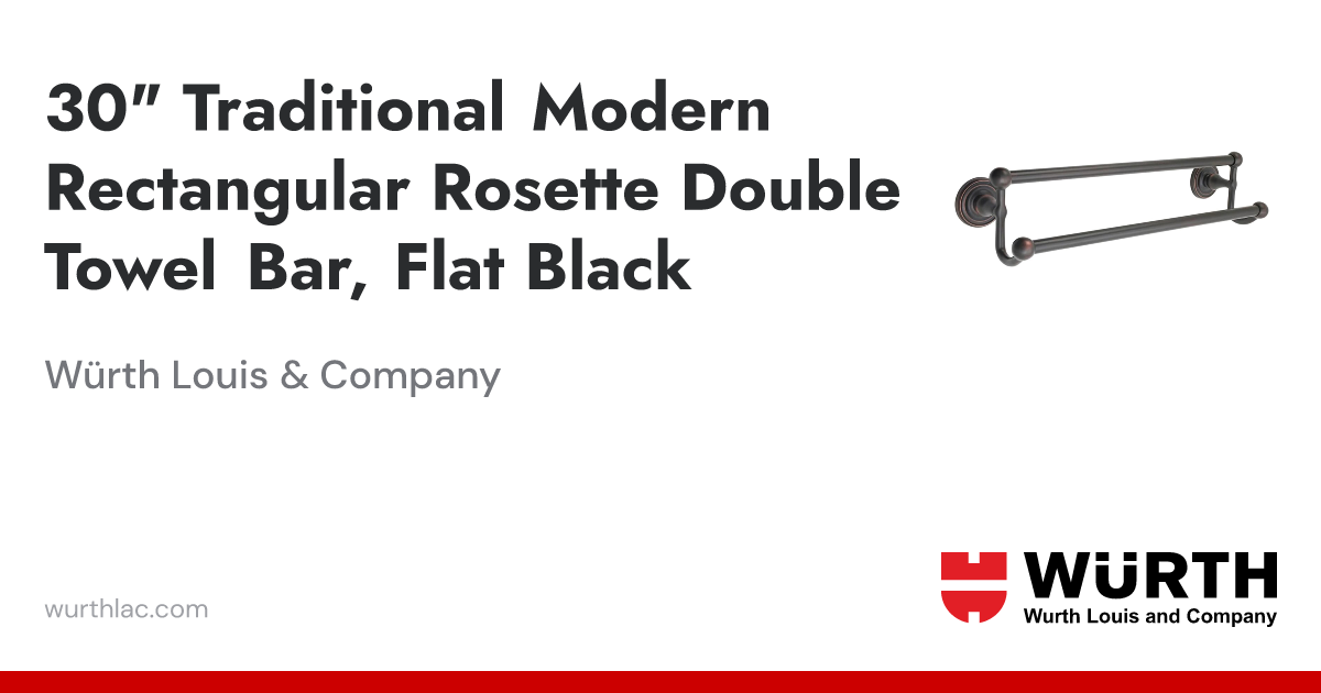 30" Traditional Modern Rectangular Rosette Double Towel Bar, Flat Black ...