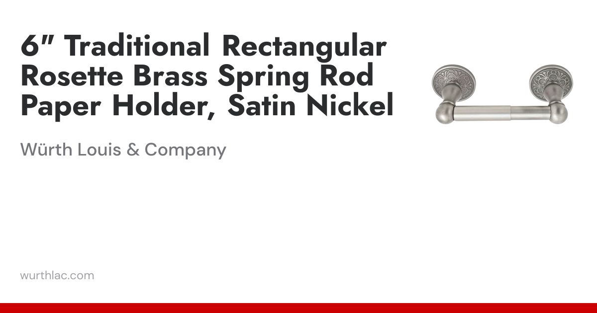 6" Traditional Rectangular Rosette Brass Spring Rod Paper Holder, Satin ...