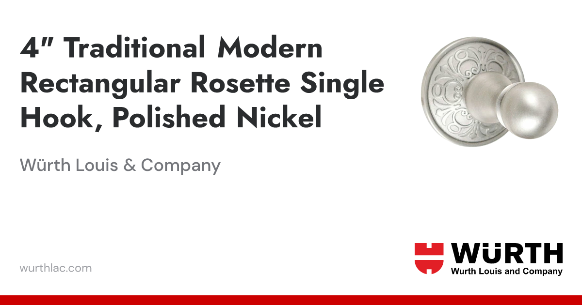 4" Traditional Modern Rectangular Rosette Single Hook, Polished Nickel ...