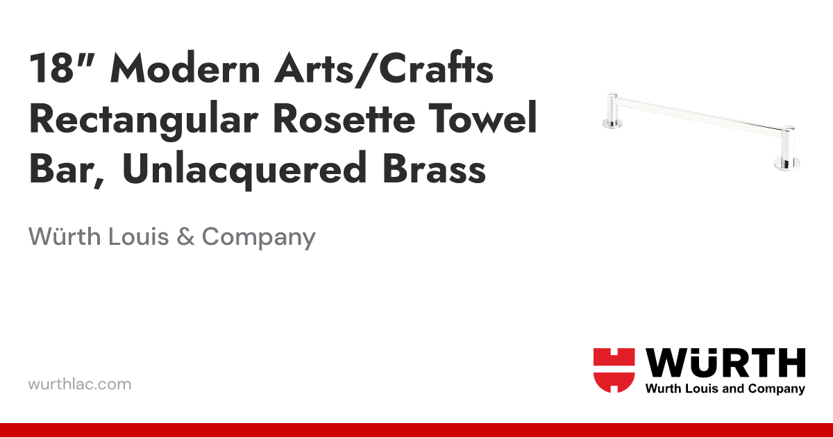 18" Modern Arts/Crafts Rectangular Rosette Towel Bar, Unlacquered Brass ...