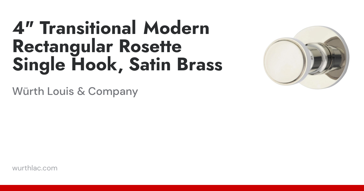 4" Transitional Modern Rectangular Rosette Single Hook, Satin Brass ...