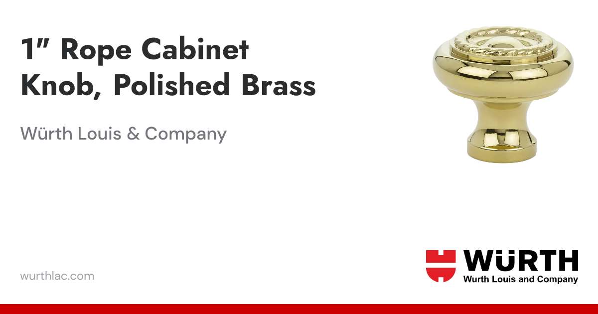 1" Rope Cabinet Knob, Polished Brass | Würth Louis & Company
