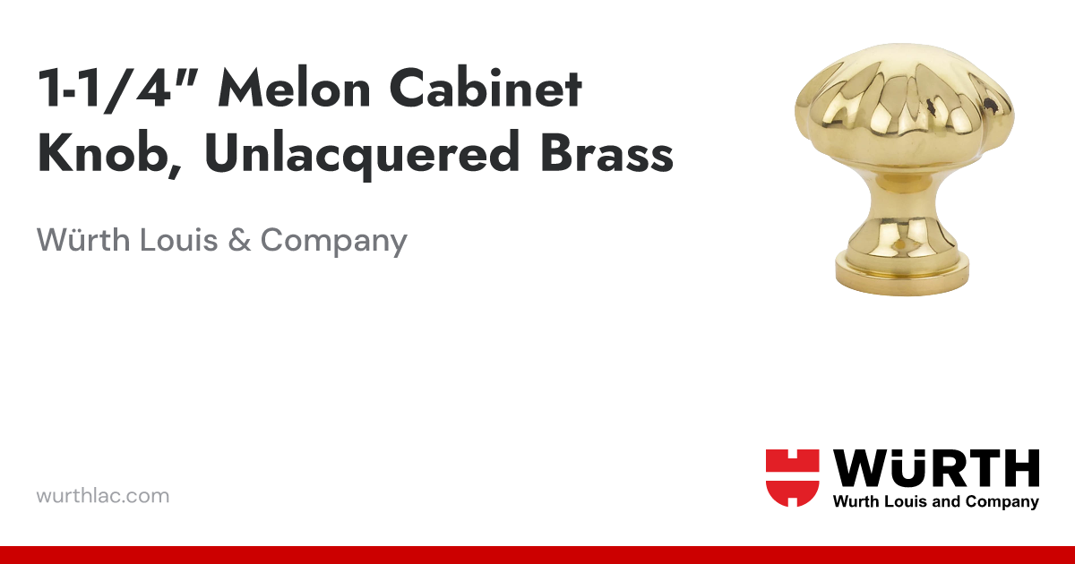 1-1/4" Melon Cabinet Knob, Unlacquered Brass | Würth Louis & Company