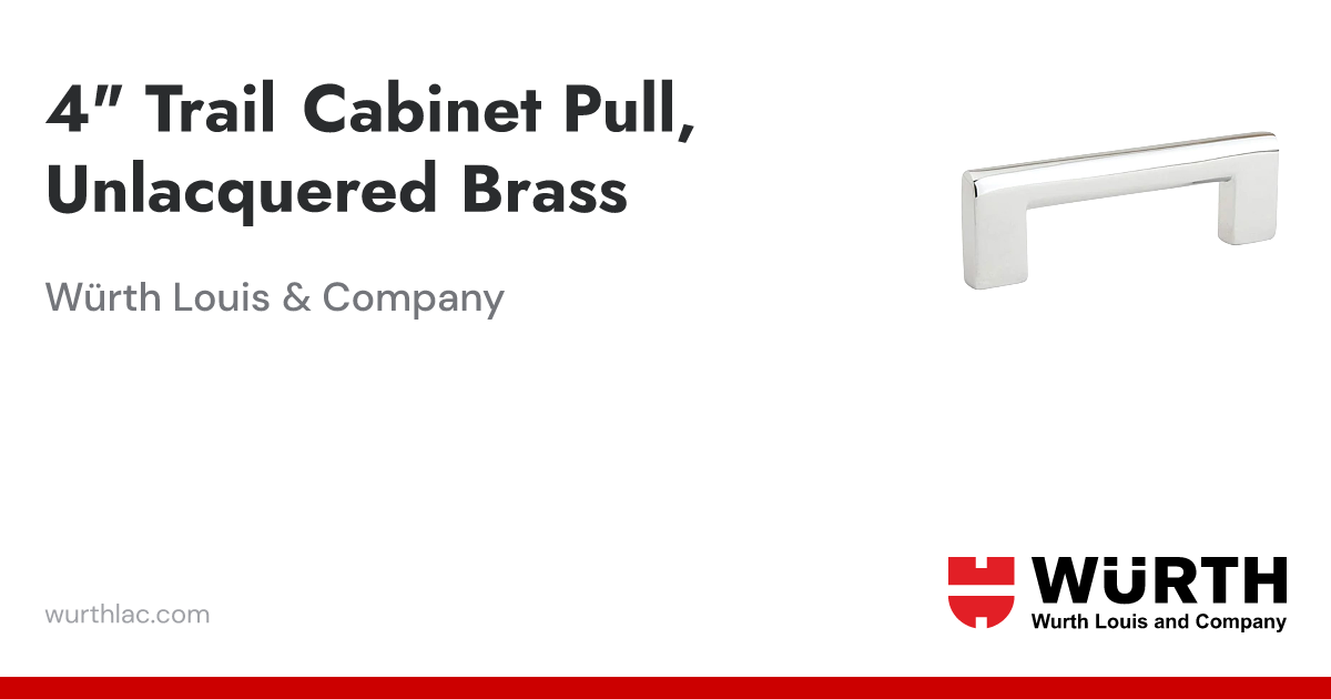 4" Trail Cabinet Pull, Unlacquered Brass | Würth Louis & Company