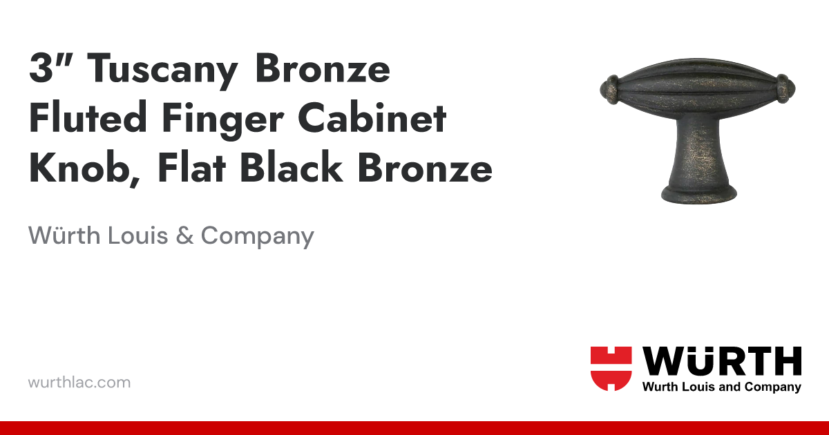 3" Tuscany Bronze Fluted Finger Cabinet Knob, Flat Black Bronze | Würth ...