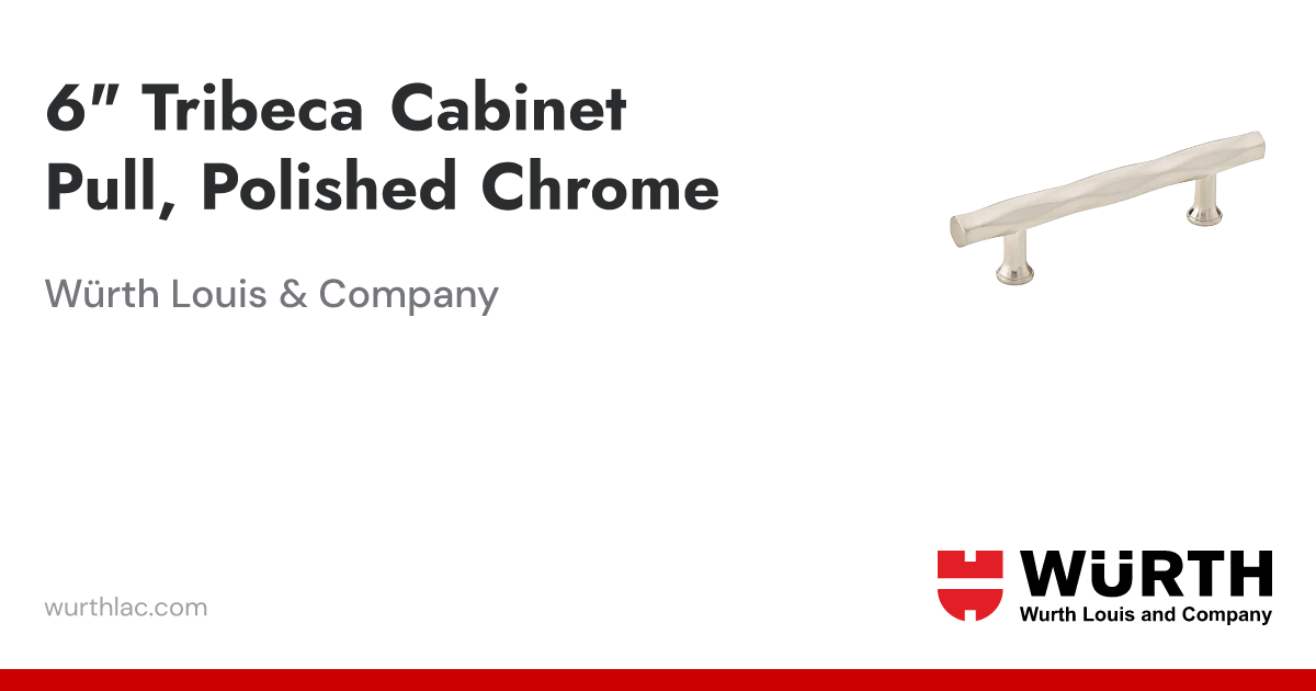 6" Tribeca Cabinet Pull, Polished Chrome | Würth Louis & Company