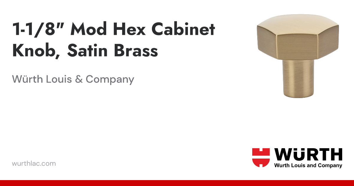 1-1/8" Mod Hex Cabinet Knob, Satin Brass | Würth Louis & Company