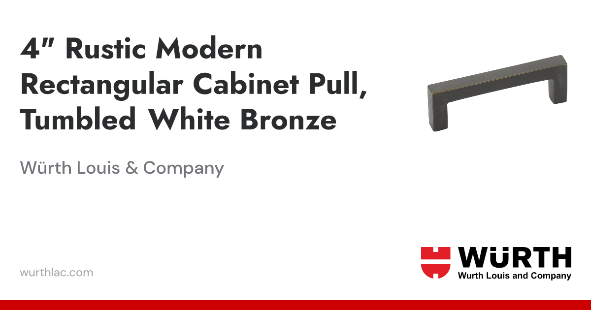 4" Rustic Modern Rectangular Cabinet Pull, Tumbled White Bronze | Würth Louis & Company
