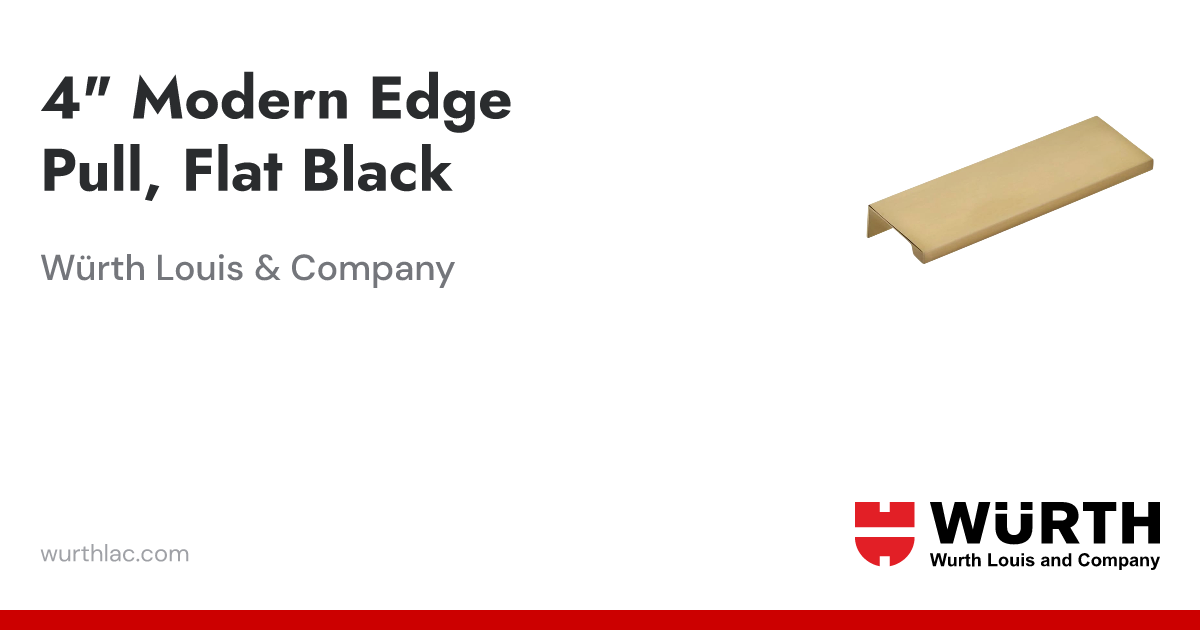 4" Modern Edge Pull, Flat Black | Würth Louis & Company