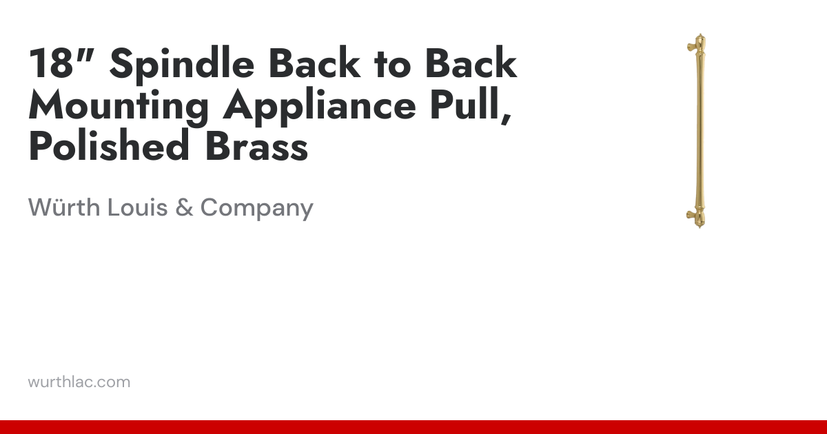 18" Spindle Back to Back Mounting Appliance Pull, Polished Brass ...