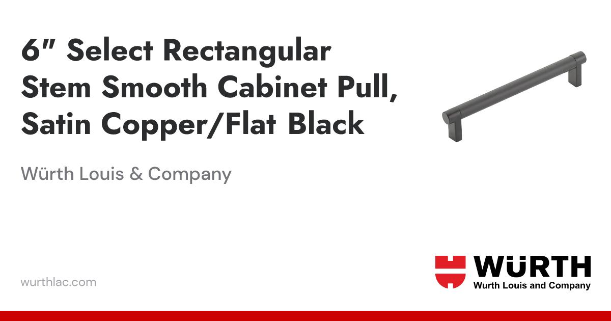 6" Select Rectangular Stem Smooth Cabinet Pull, Satin Copper/Flat Black ...