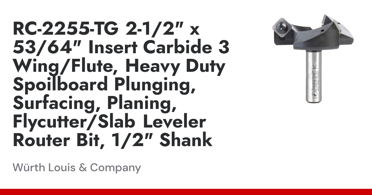 RC-2255-TG 2-1/2" x 53/64" Insert Carbide 3 Wing/Flute, Heavy Duty ...