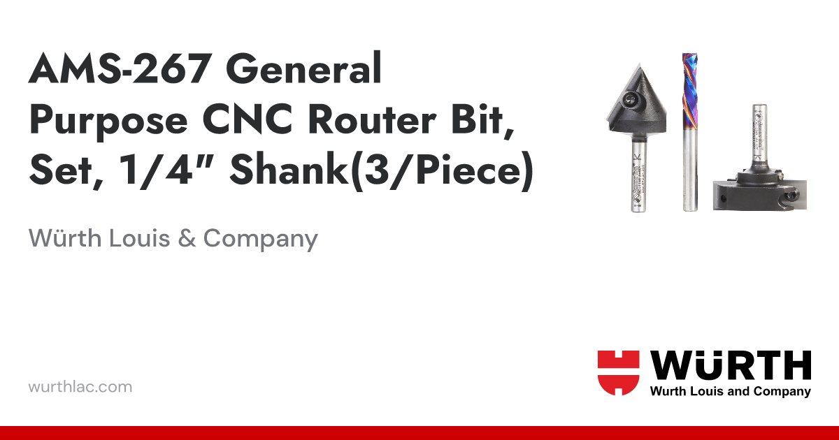 AMS-267 General Purpose CNC Router Bit, Set, 1/4" Shank(3/Piece ...
