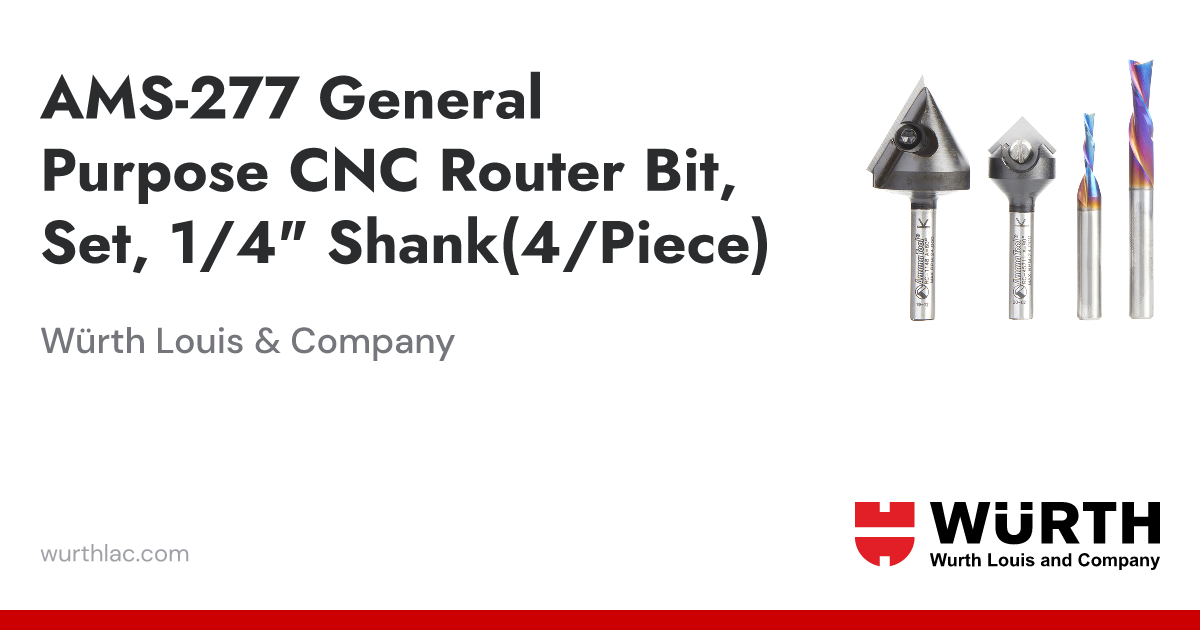 AMS-277 General Purpose CNC Router Bit, Set, 1/4" Shank(4/Piece ...