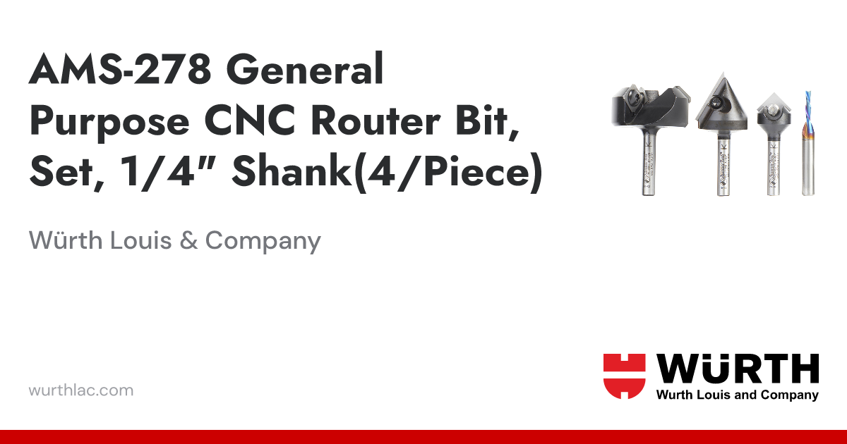 AMS-278 General Purpose CNC Router Bit, Set, 1/4" Shank(4/Piece ...