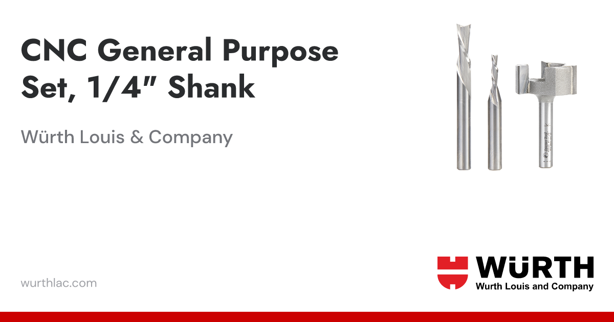 CNC General Purpose Set, 1/4" Shank | Würth Louis & Company