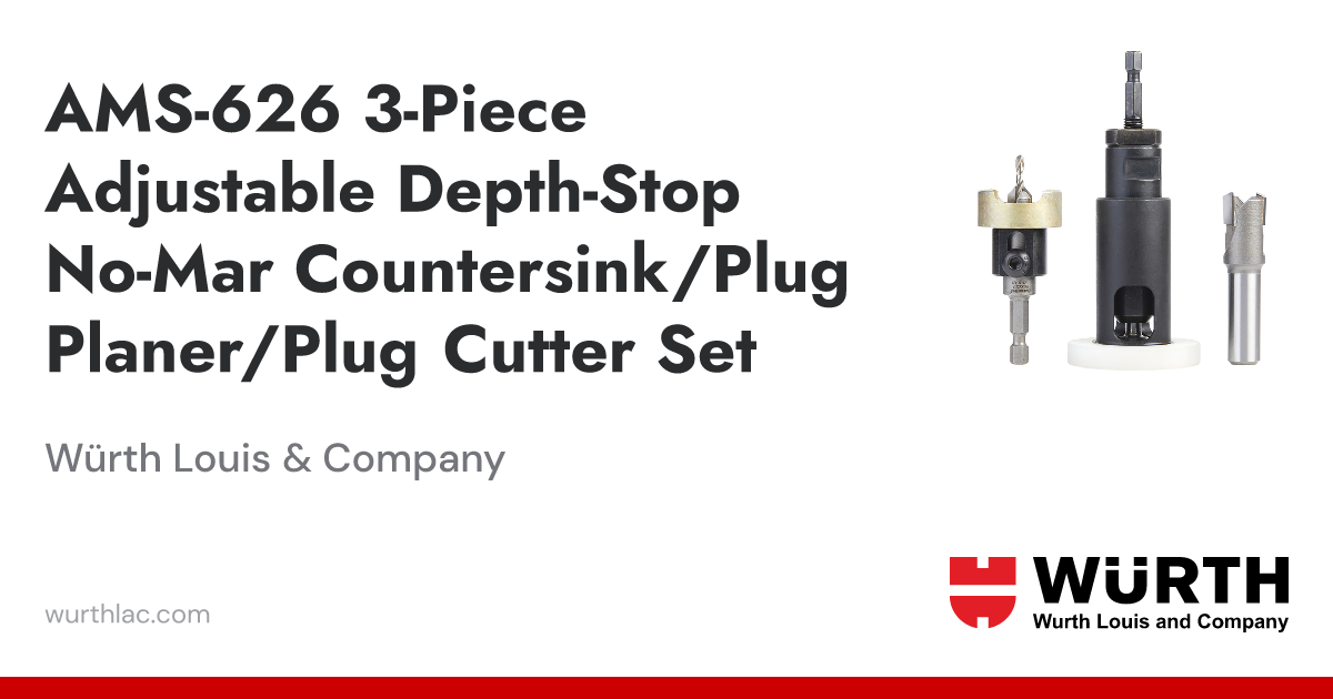 AMS-626 3-Piece Adjustable Depth-Stop No-Mar Countersink/Plug Planer ...