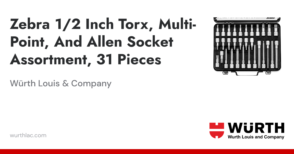 Zebra 1/2 Inch Torx, Multi-Point, And Allen Socket Assortment, 31 ...