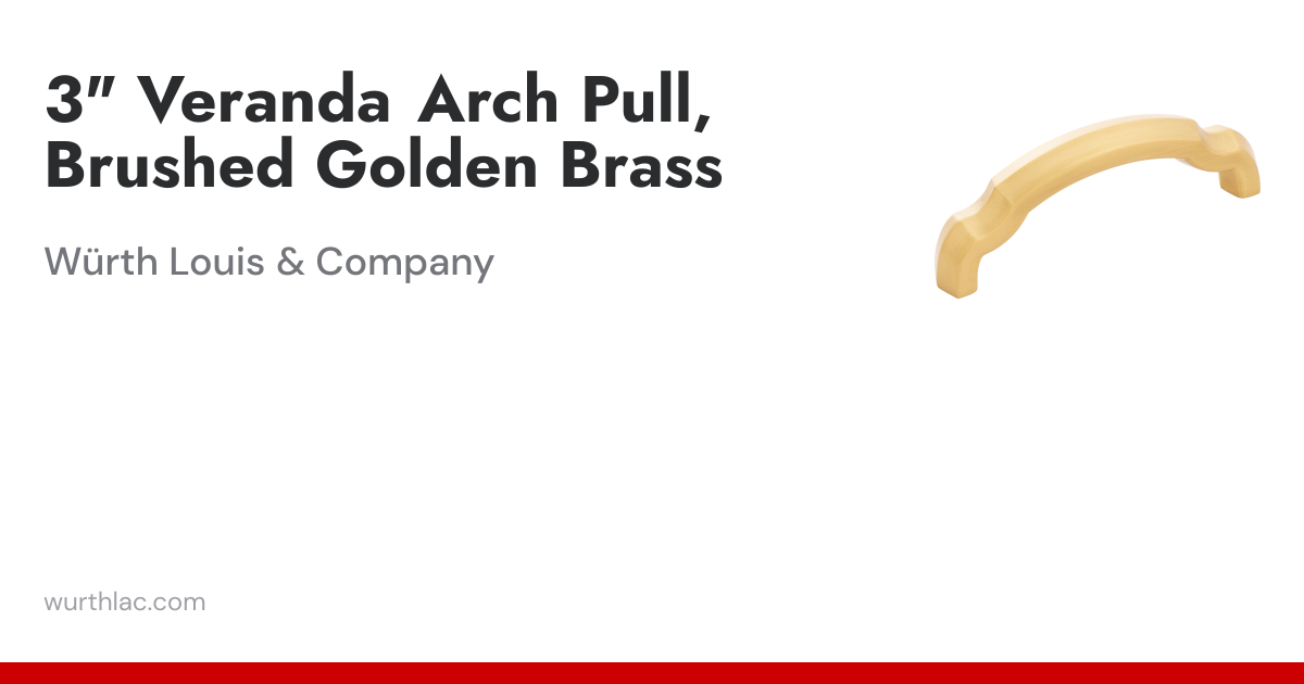 3" Veranda Arch Pull, Brushed Golden Brass | Würth Louis & Company