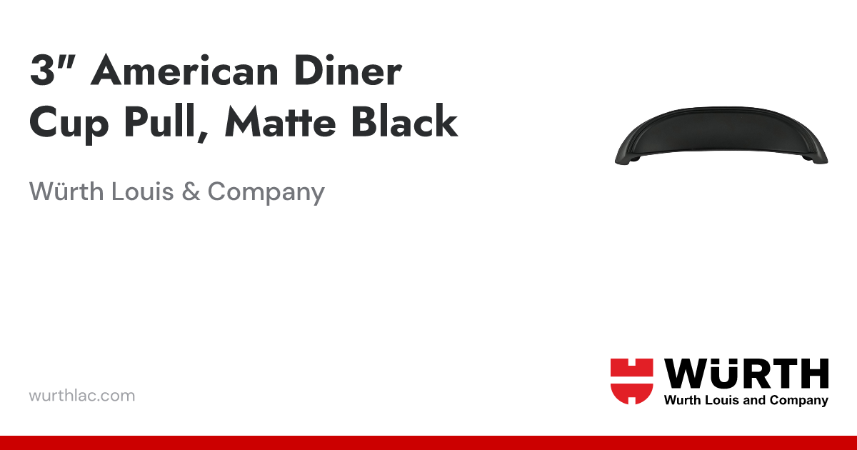 3" American Diner Cup Pull, Matte Black | Würth Louis & Company