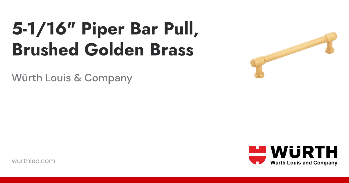 5-1/16" Piper Bar Pull, Brushed Golden Brass | Würth Louis & Company