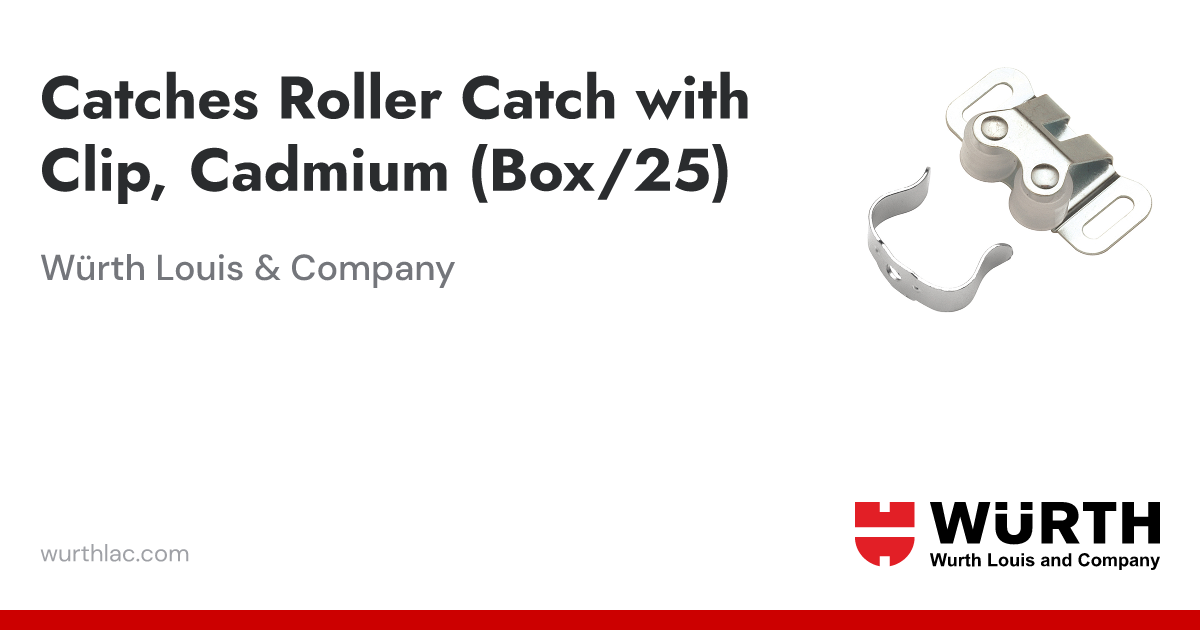Catches Roller Catch with Clip, Cadmium (Box/25) | Würth Louis & Company