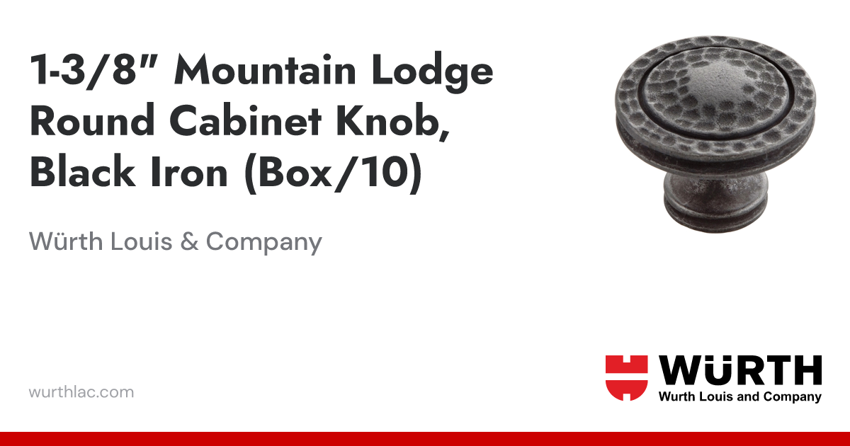 1-3/8" Mountain Lodge Round Cabinet Knob, Black Iron (Box/10) | Würth ...