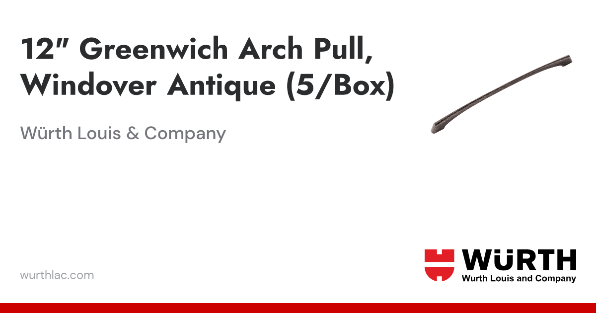 12" Greenwich Arch Pull, Windover Antique (5/Box) | Würth Louis & Company