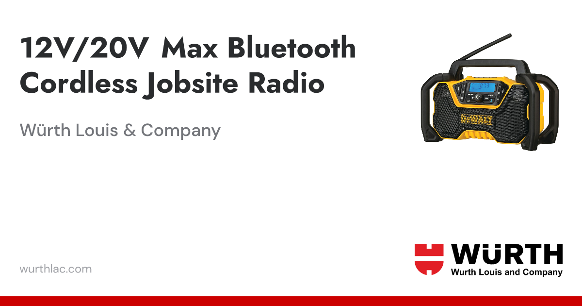 12V/20V Max Bluetooth Cordless Jobsite Radio | Würth Louis & Company
