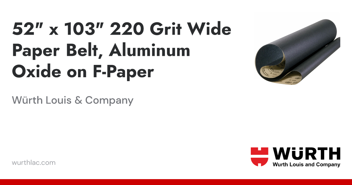 52" x 103" 220 Grit Wide Paper Belt, Aluminum Oxide on F-Paper | Würth ...