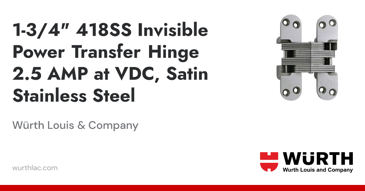 1-3/4" 418SS Invisible Power Transfer Hinge 2.5 AMP at VDC, Satin ...