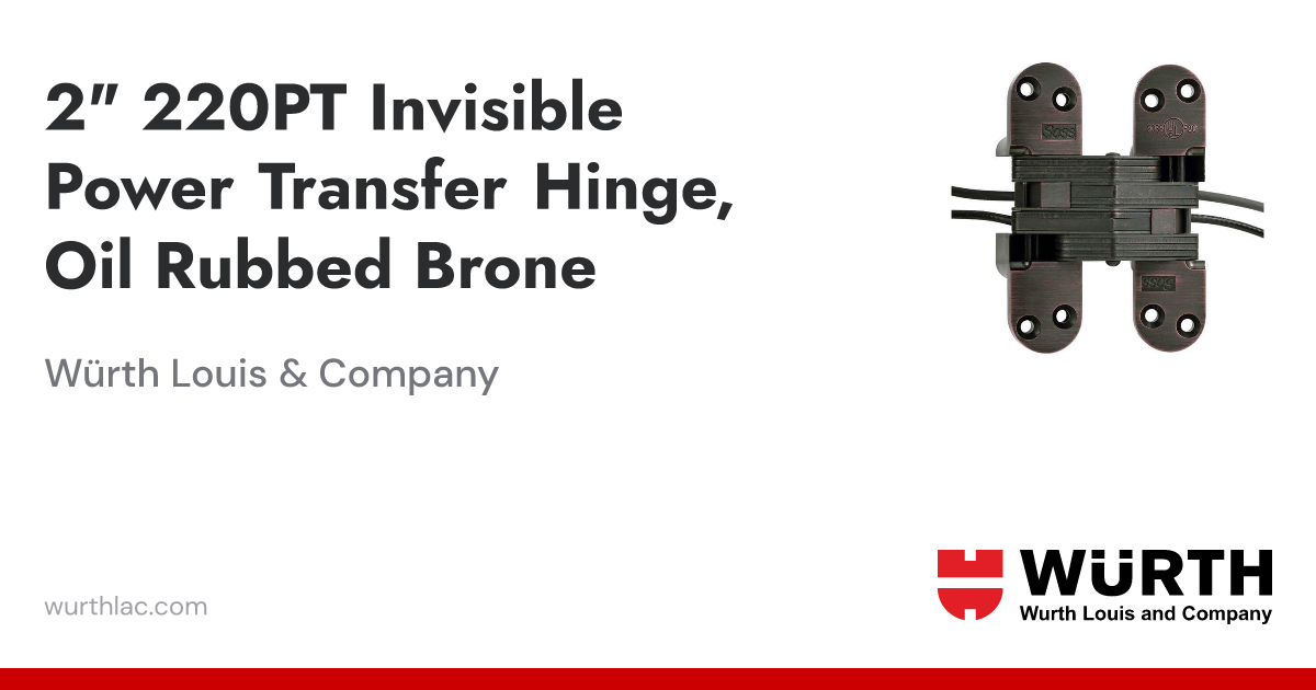 2" 220PT Invisible Power Transfer Hinge, Oil Rubbed Brone | Würth Louis ...