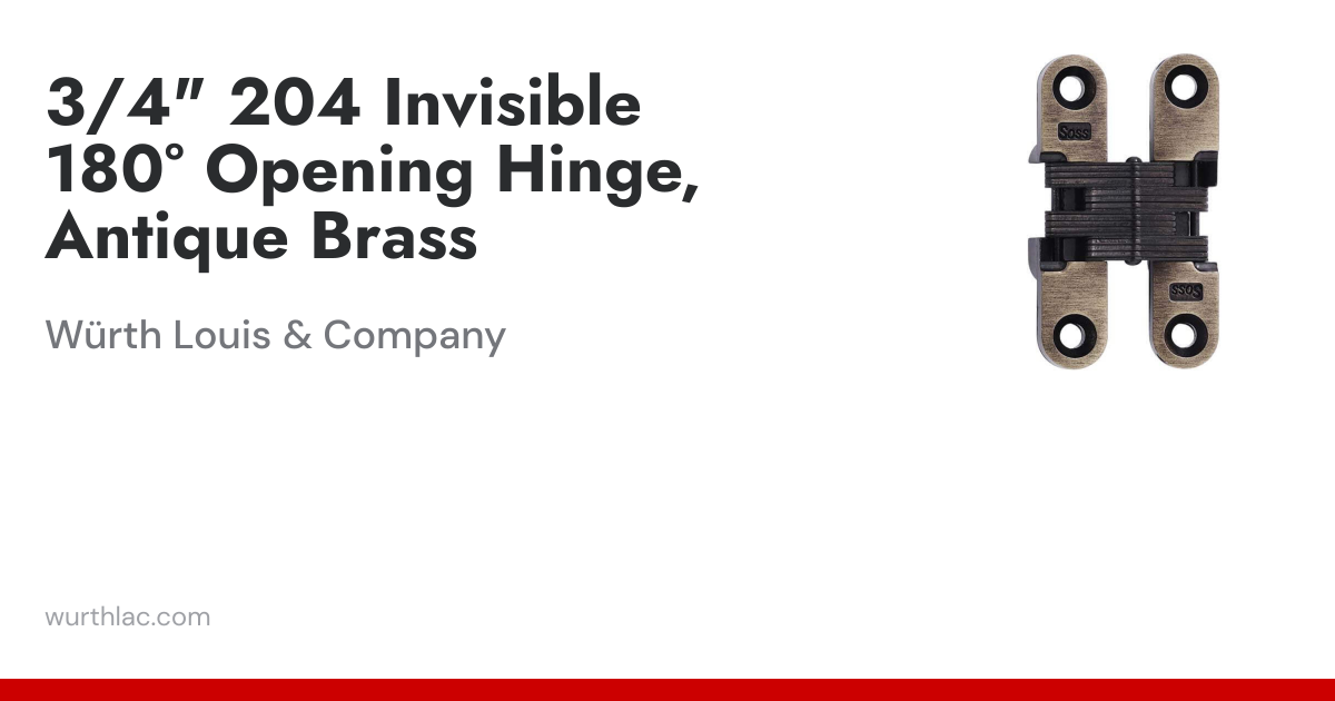 3/4" 204 Invisible 180° Opening Hinge, Antique Brass | Würth Louis ...