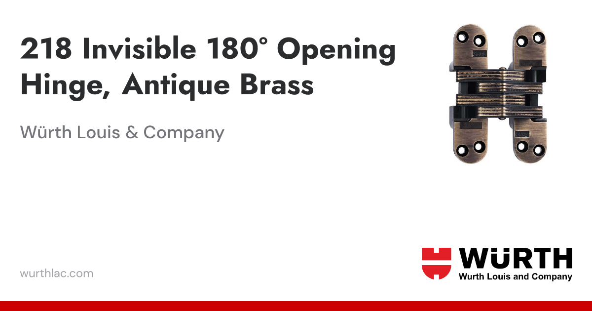 218 Invisible 180° Opening Hinge, Antique Brass | Würth Louis & Company
