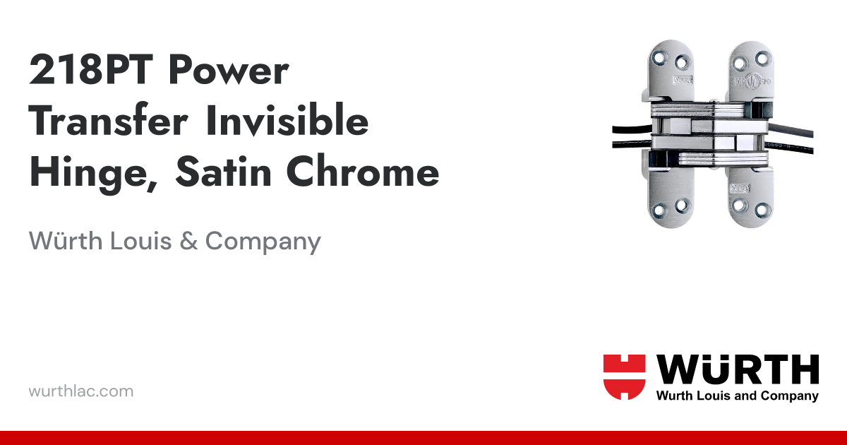 218PT Power Transfer Invisible Hinge, Satin Chrome | Würth Louis & Company