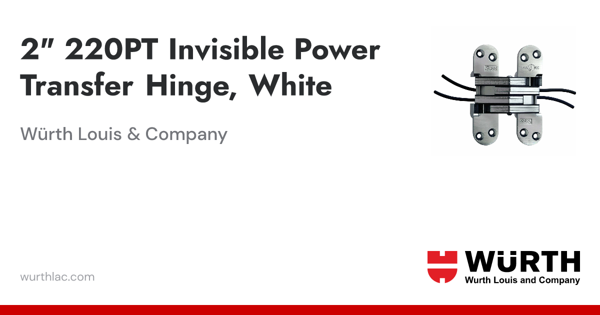 2" 220PT Invisible Power Transfer Hinge, White | Würth Louis & Company
