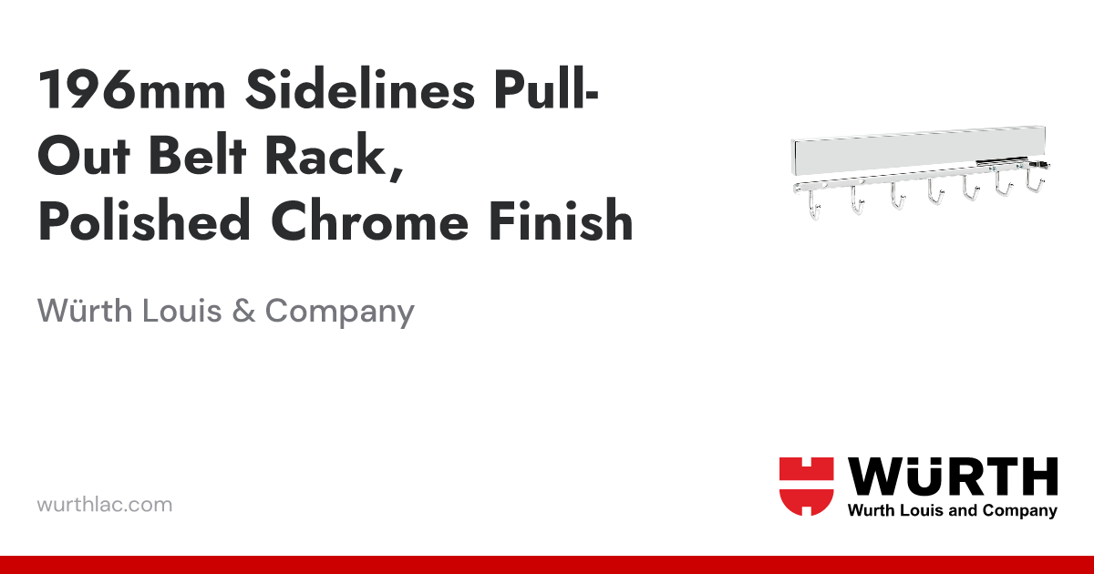 196mm Sidelines Pull-Out Belt Rack, Polished Chrome Finish | Würth ...