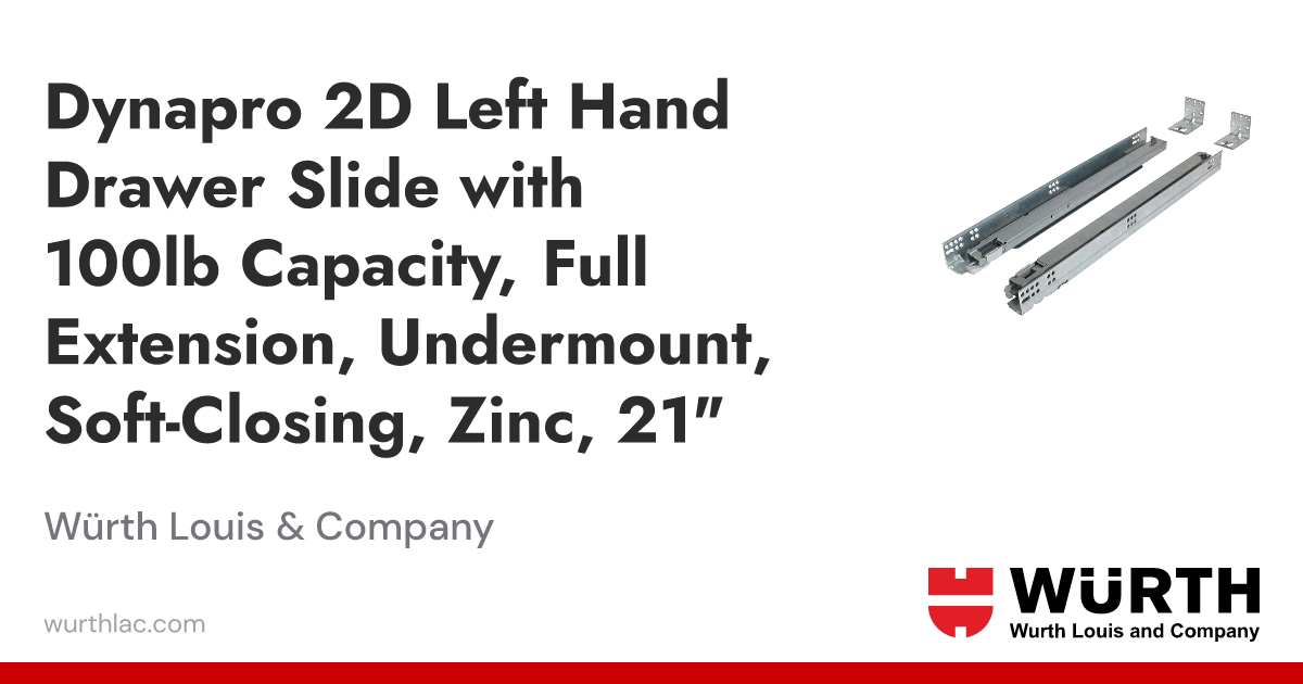 Dynapro 2D Left Hand Drawer Slide with 100lb Capacity, Full Extension ...