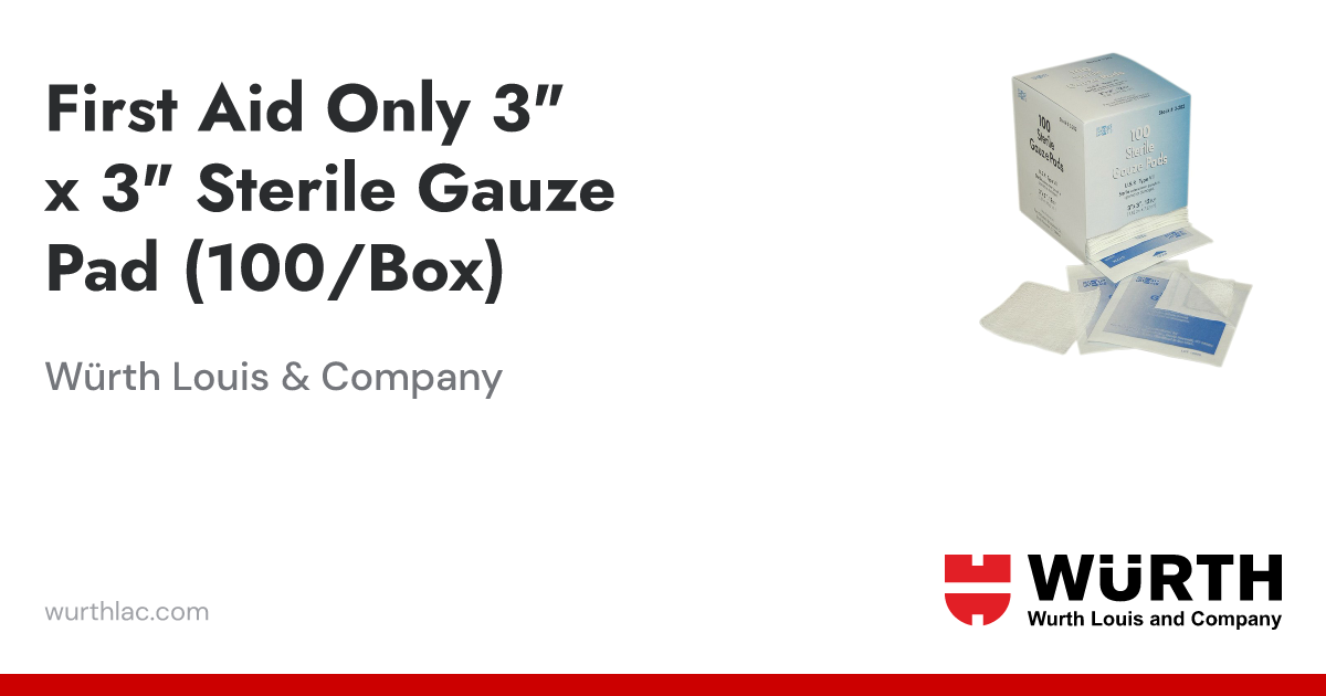 First Aid Only 3" x 3" Sterile Gauze Pad (100/Box) | Würth Louis & Company