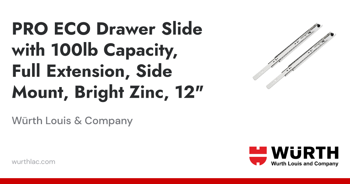 PRO ECO Drawer Slide with 100lb Capacity, Full Extension, Side Mount ...