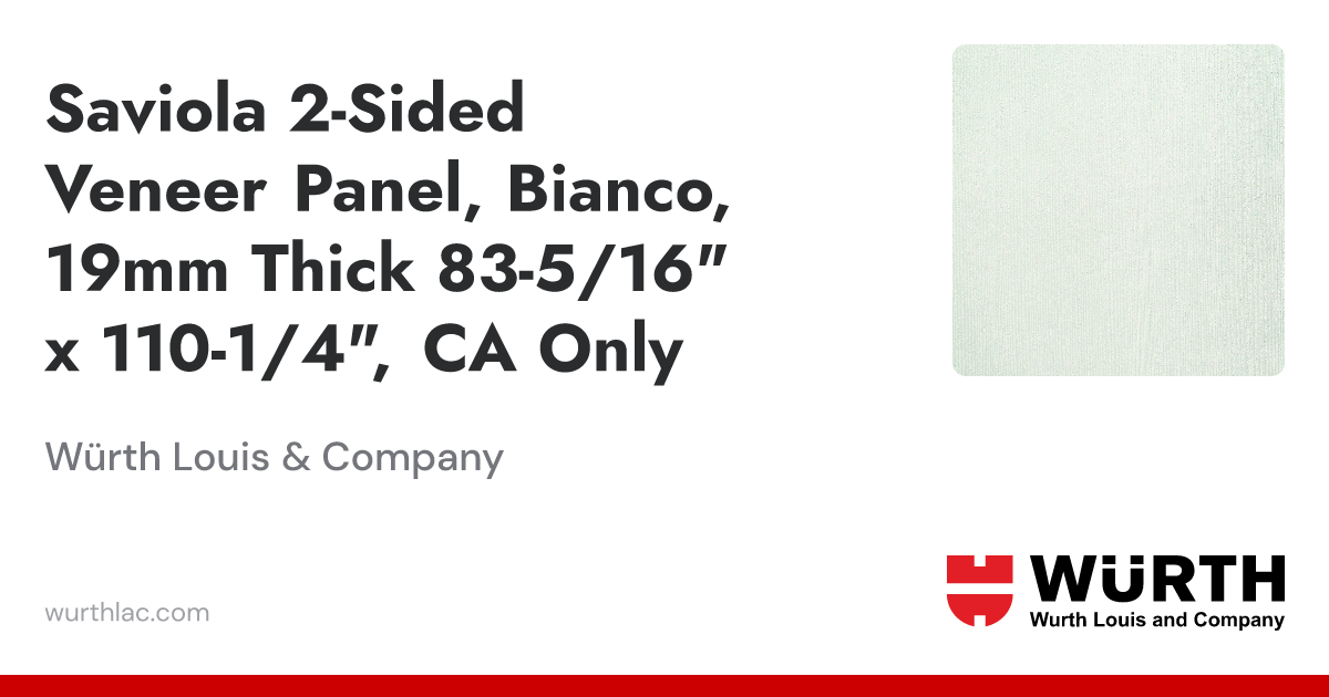 Saviola 2-Sided Veneer Panel, Bianco, 19mm Thick 83-5/16" x 110-1/4 ...