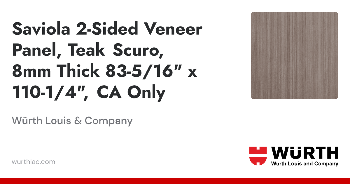 Saviola 2-Sided Veneer Panel, Teak Scuro, 8mm Thick 83-5/16" x 110-1/4 ...