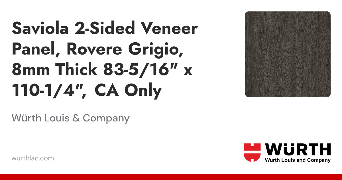 Saviola 2-Sided Veneer Panel, Rovere Grigio, 8mm Thick 83-5/16" x 110-1 ...